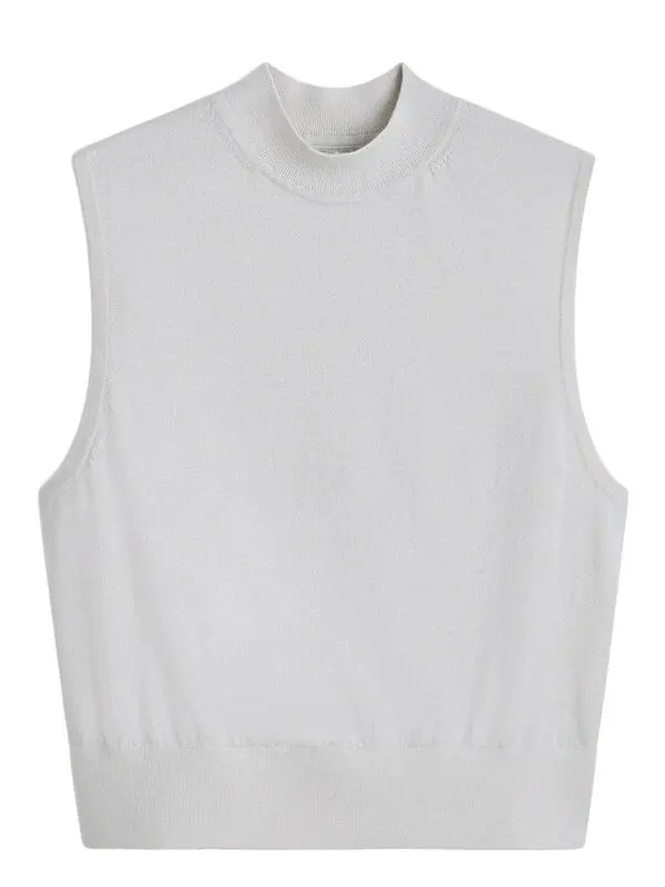 Scanlan Theodore Sleeveless Mock Neck Knit Top With Metallic Thread - Chalk