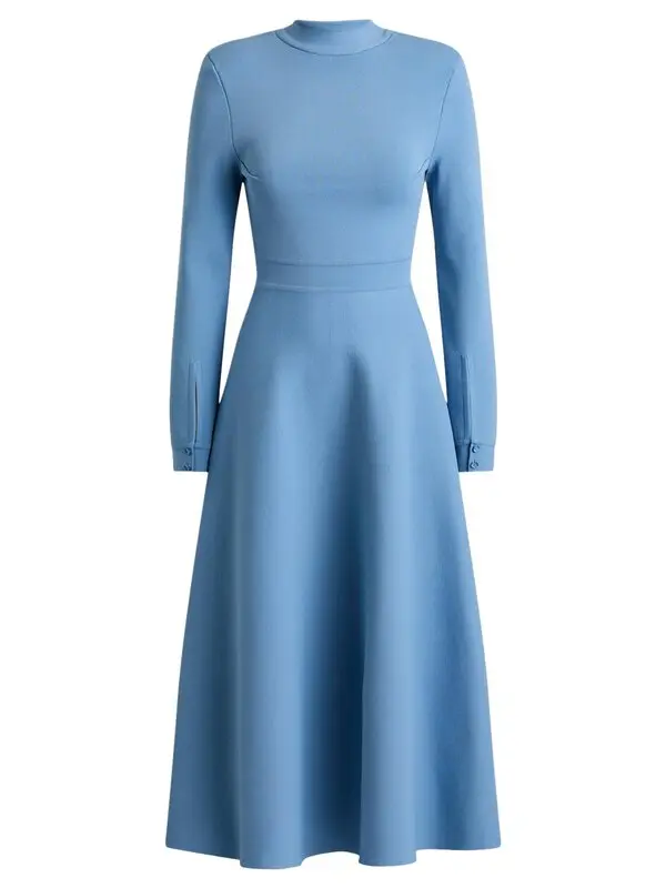 Scanlan Theodore Crepe Knit Wrap Back Dress - Lapis Blue
