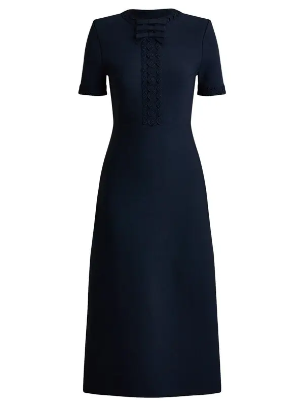 Scanlan Theodore Crepe Knit Bow Dress - Navy