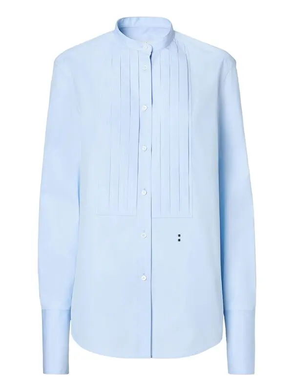 Fendi Pleated Cotton Poplin Shirt - Light Blue