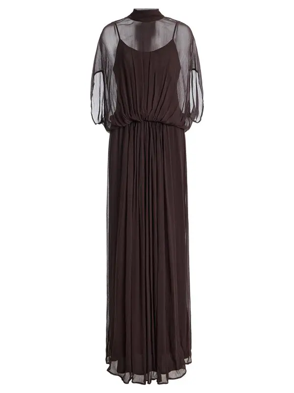 Staud Viviana Silk Maxi Dress - Brown