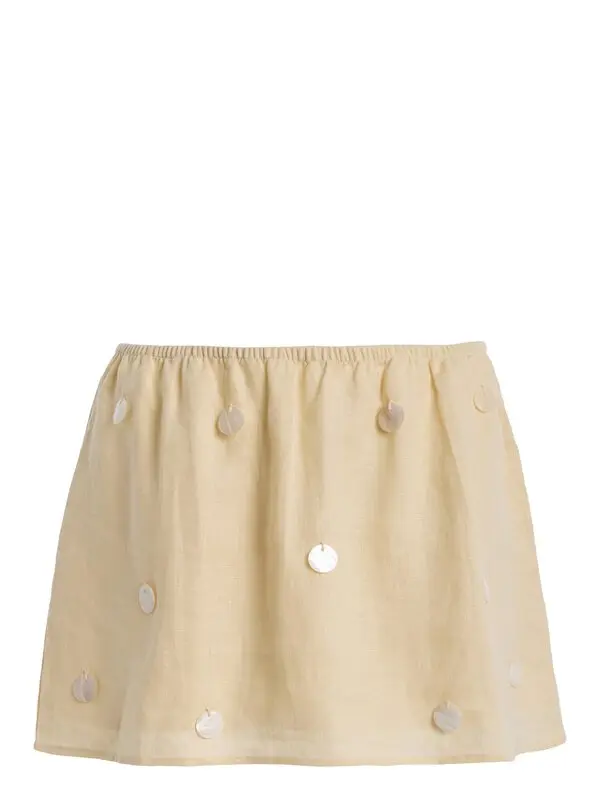 ELCE Oceane Embellished Linen Mini Skirt - Ivory