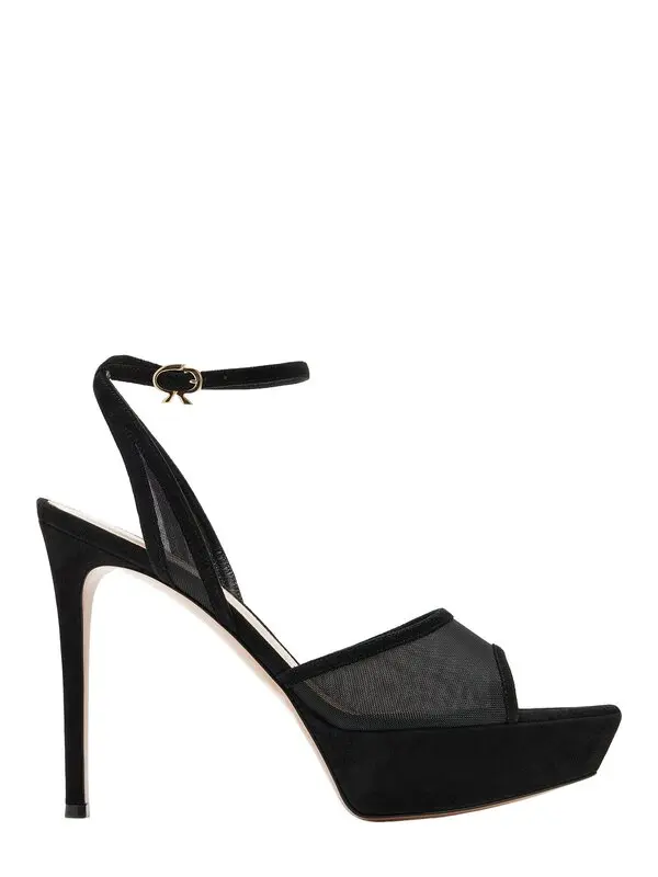 GIANVITO ROSSI Mesh And Suede Platform Pumps - Black