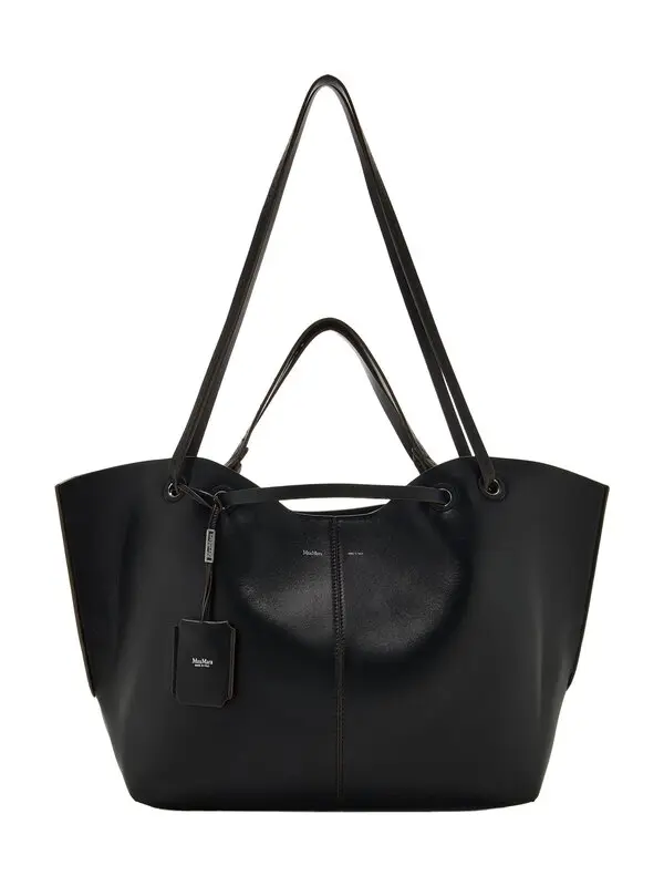 Max Mara Leather Shopping Tote Bag - Black