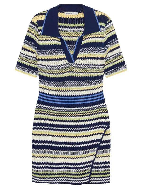 Simkhai Lira Knit Polo Mini Dress - Blue