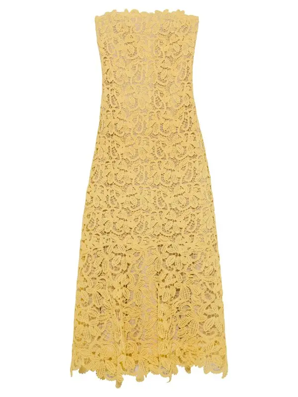 Simkhai Sera Floral Raffia Bustier Midi Dress - Yellow