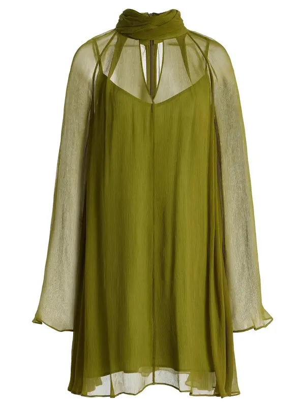Staud Esther Chiffon Mini Dress - Green
