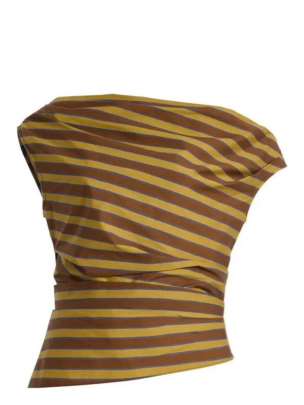 Staud Stuad Phare Striped Cotton-blend Top - Brown