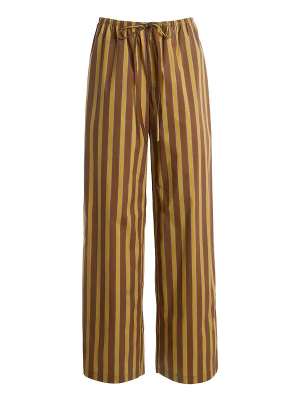 Staud Mateo Striped Silk-blend Wide-leg Pants - Brown