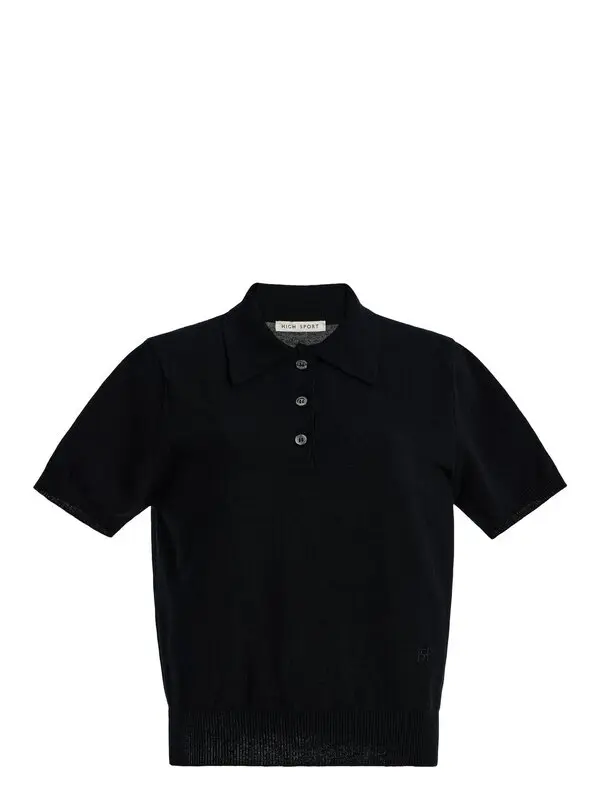 HIGH SPORT Court Cotton Crepe Polo Shirt - Black