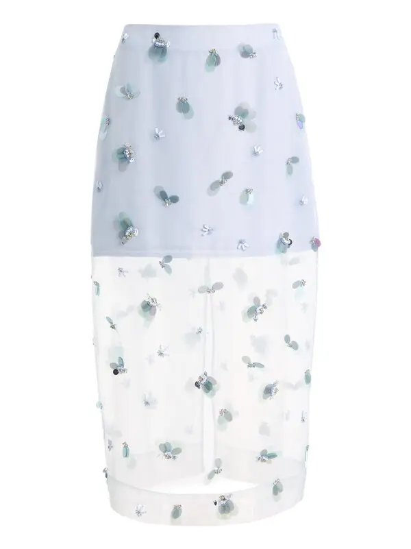 Simkhai Delilah Embellished Chiffon Midi Skirt - Blue