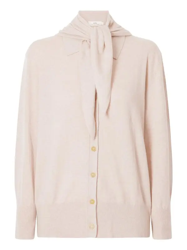Arch4 Cashmere Cardigan With Detachable Scarf - Neutrals