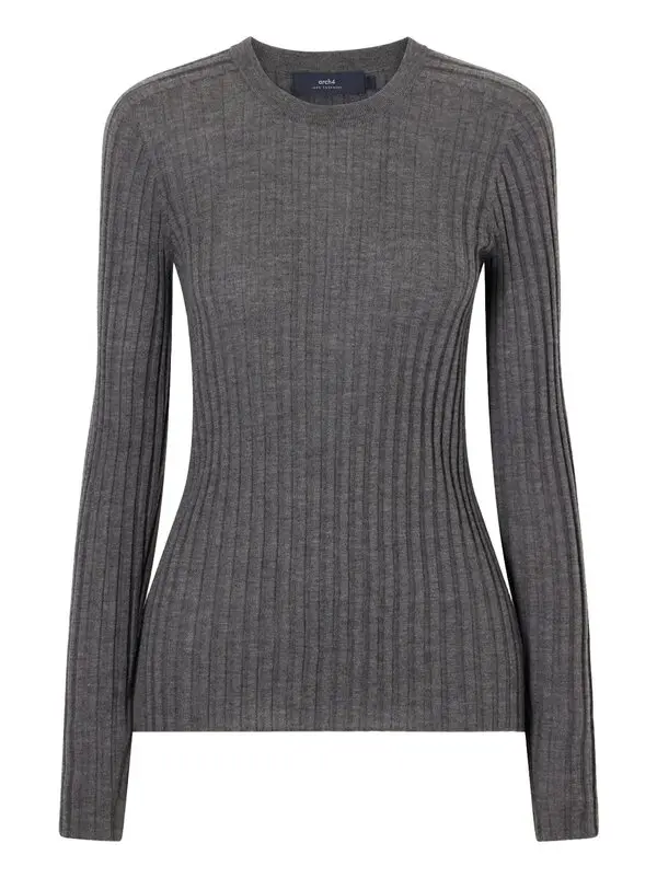 Arch4 Ribbed Cashmere Pullover - Gray