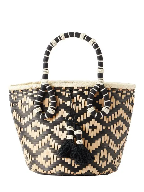 Johanna Ortiz Raffia Mini Bucket Bag With Tassels - Neutrals