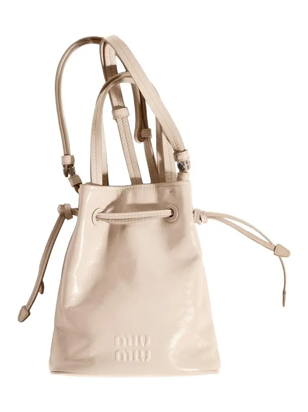 Miu Miu Shiny Leather Pouch - Travertine Stone