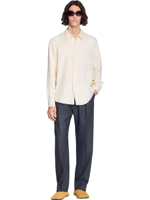 Sandro Square Cross Loose-fit Shirt - White