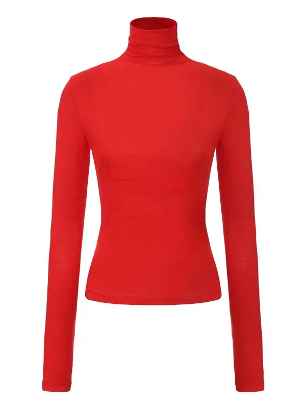 FRONT ROW SHOP Open-back Wool Jersey Top - Red