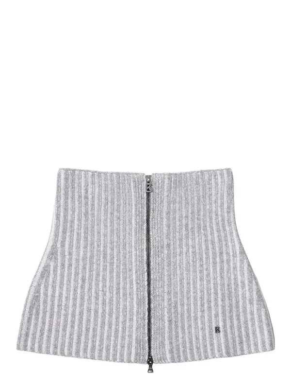 Bogner Merida Virgin Wool Ribbed Collar With Zip Detail - Gray