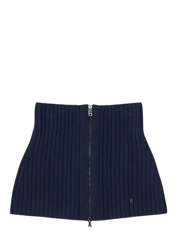 Bogner Merida Virgin Wool Ribbed Collar With Zip Detail - Navy