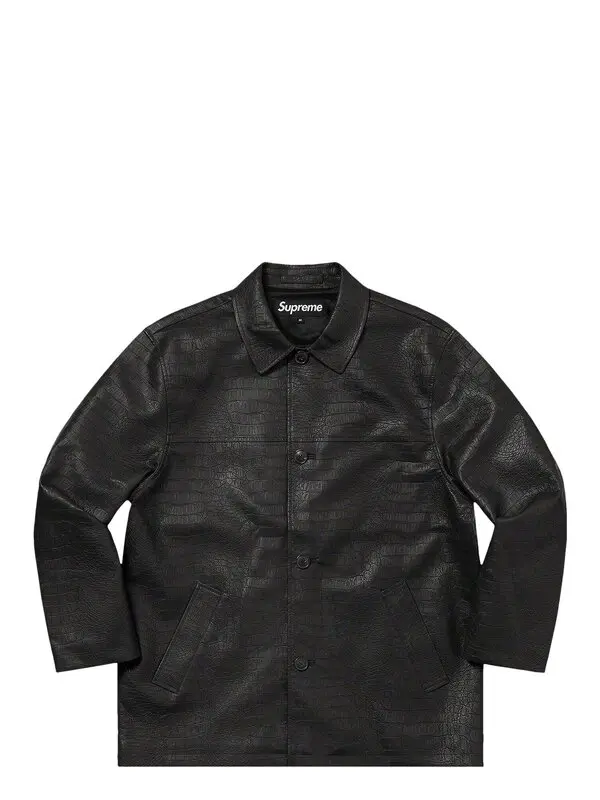Supreme Faux Croc Car Coat - Black