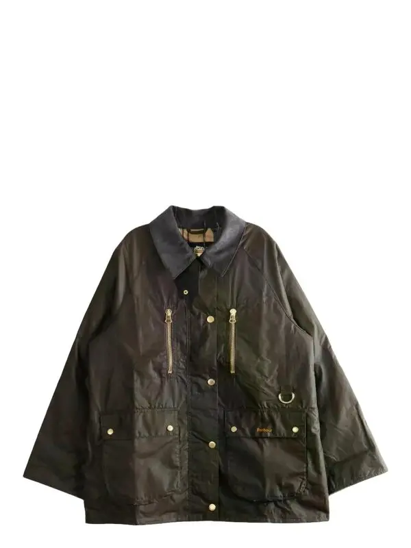 Barbour Waxed Cotton Jacket With Corduroy Collar - Brown