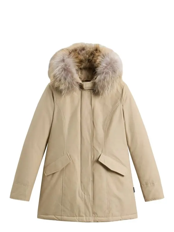 Woolrich Arctic Parka With Fur Trimmed Hood - Brown