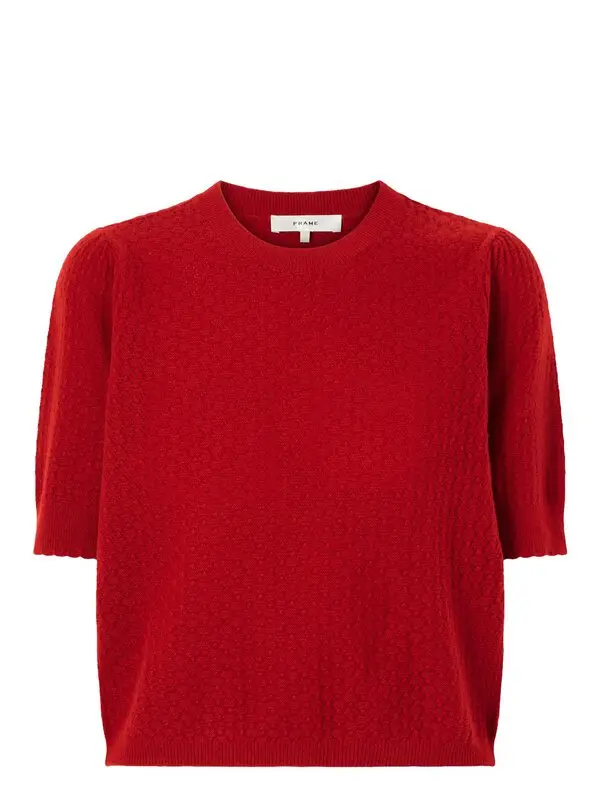 FRAME The Gather Honeycomb Cashmere Sweater - Red