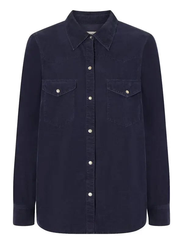 NILI LOTAN Travis Cotton Corduroy Shirt - Blue