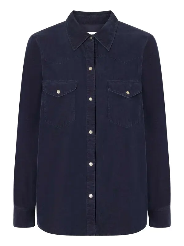 NILI LOTAN Travis Cotton Corduroy Shirt - Navy