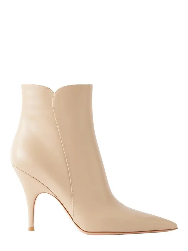 GIANVITO ROSSI Sofia 95 Leather Ankle Boots - Neutrals