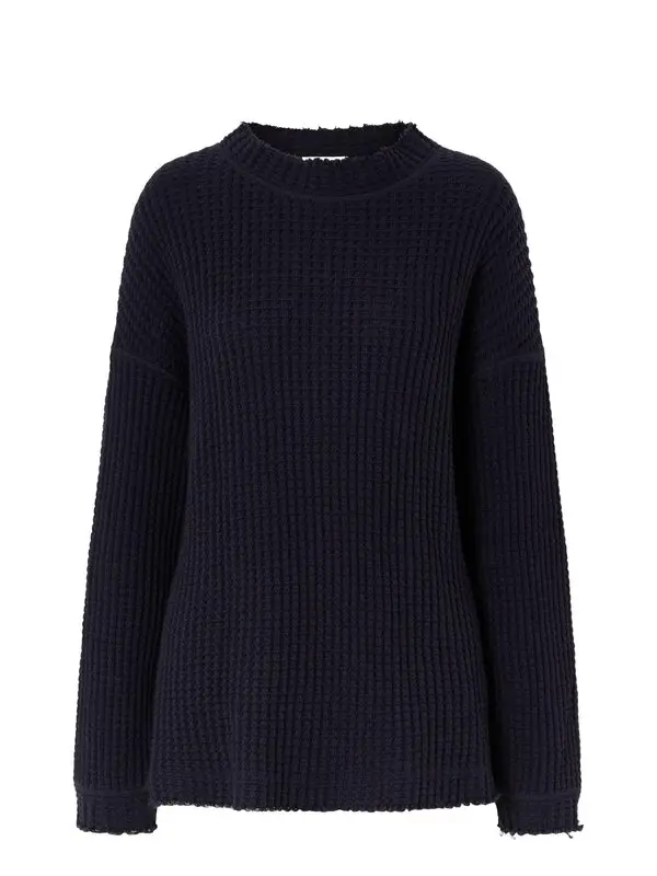 Khaite Dylan Waffle-knit Cotton Sweater - Navy