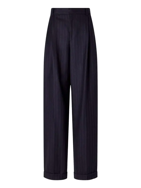 Polo Ralph Lauren Pinstriped Wool Pants - Navy