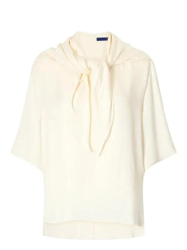Sharon Wauchob Anita Satin T-shirt With Scarf Detail - Neutrals