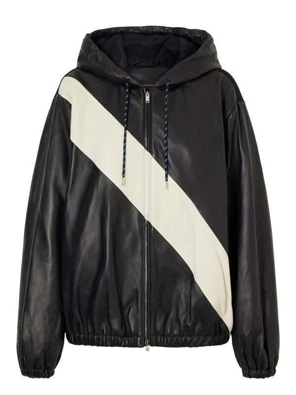 WALES BONNER Vista Striped Leather Jacket - Black