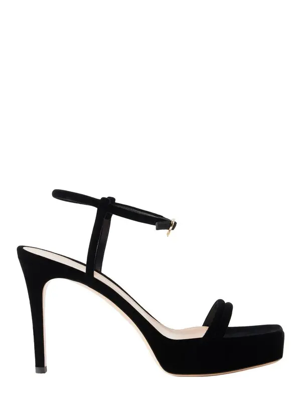 GIANVITO ROSSI Velvet Platform Sandals - Black