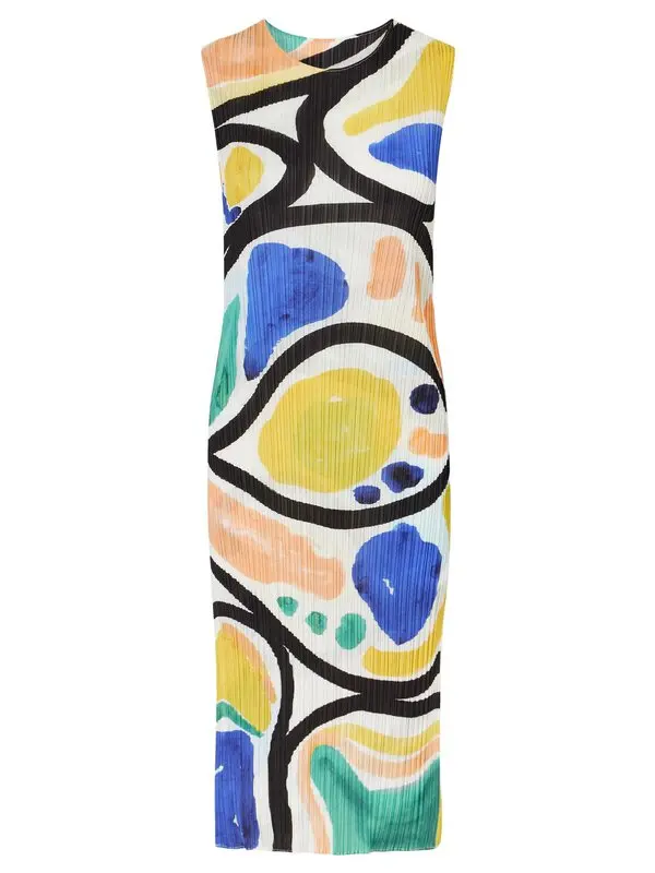 PLEATS PLEASE Issey Miyake Roll Printed Plissé Midi Dress - Multi