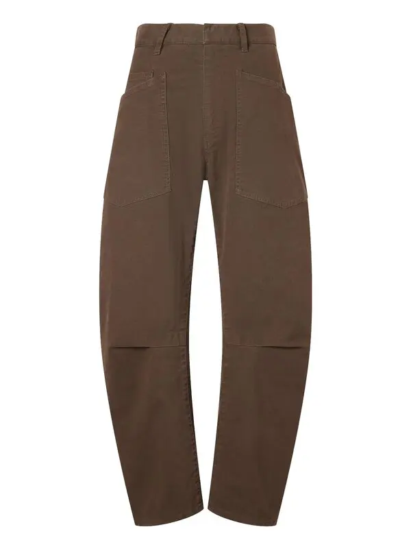 NILI LOTAN Shon Cotton-blend Twill Tapered Pants - Brown