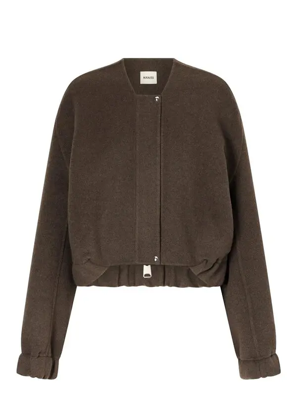 Khaite Cropped Wool Bomber Jacket - Green