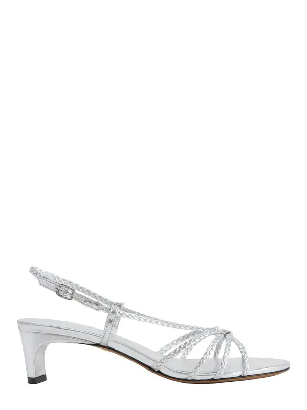 Everlane Braided Kitten Heel Sandals - Silver Leather