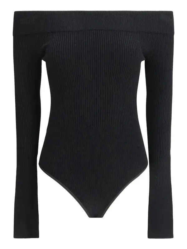 Alaïa Off-shoulder Ribbed Bodysuit - Black