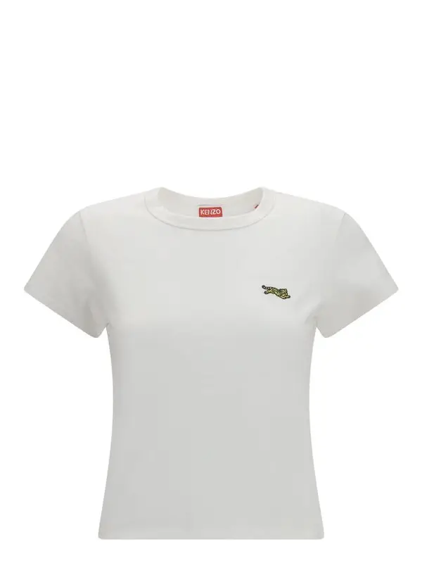 Kenzo Jumping Tiger Embroidered Cotton T-shirt - White