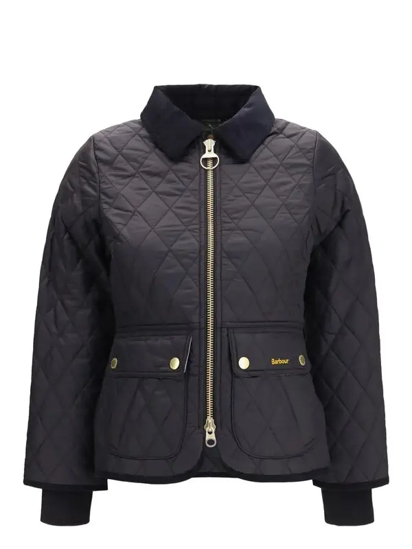 Barbour Quilted Puffer Jacket With Corduroy Collar - Black