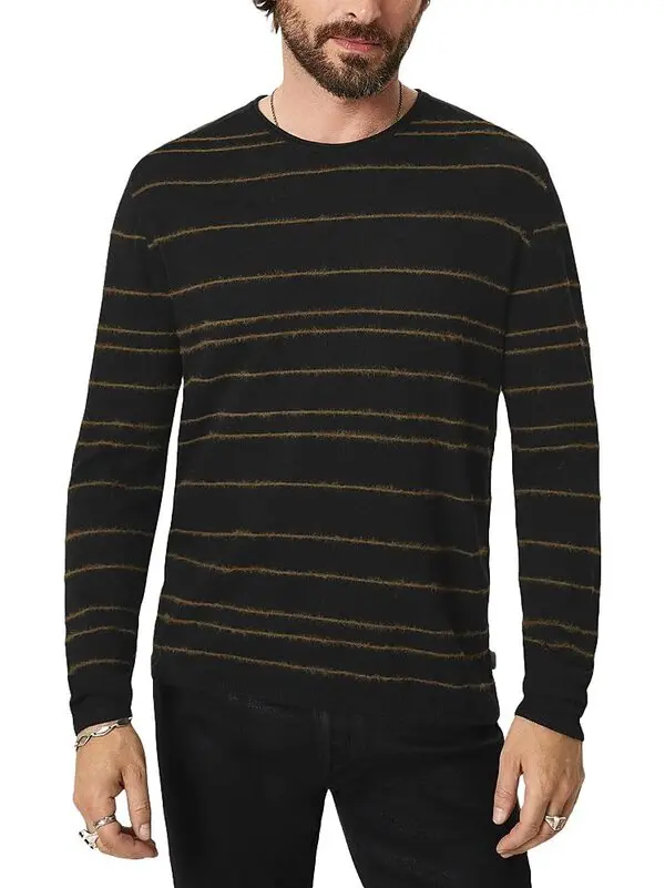 John Varvatos Everly Textured Stripe Sweater - Black