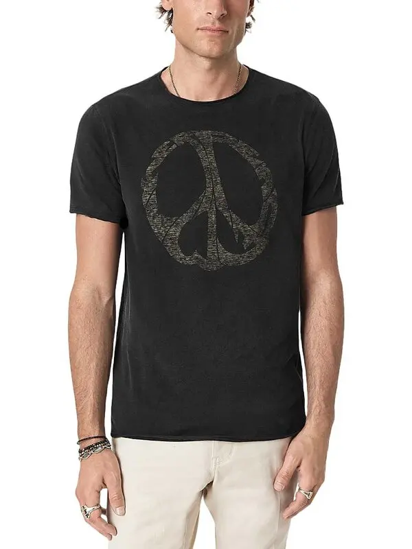 John Varvatos Raw Edge Peace Graphic T-shirt - Black