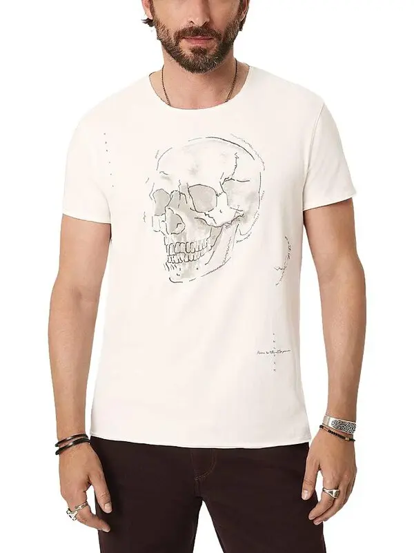 John Varvatos Raw Edge Skull Graphic T-shirt - Salt