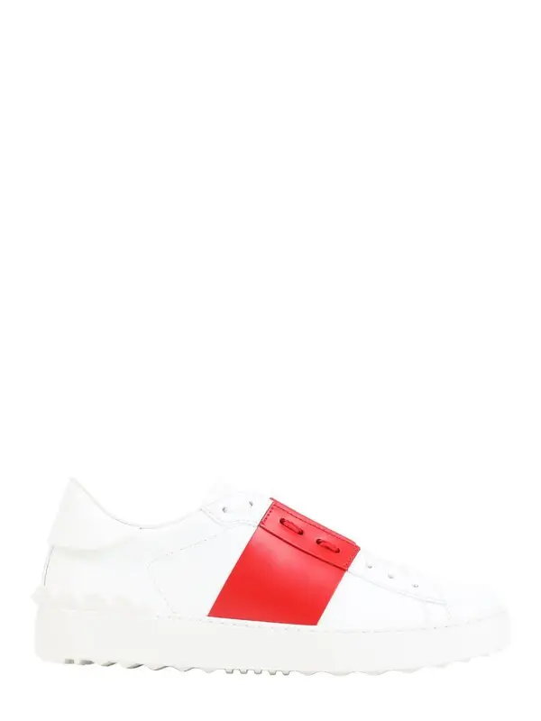 Valentino Garavani Leather Sneakers With Red Band - White