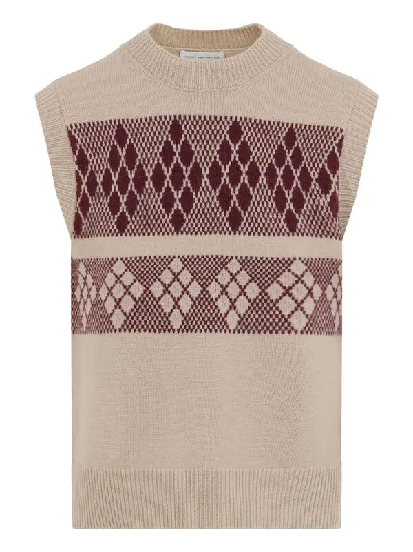 Dries Van Noten Sleeveless Geometric Knit Sweater - Multicolor
