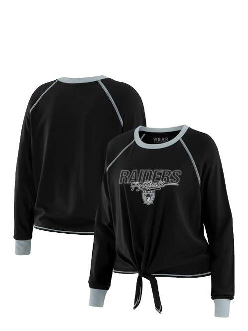 WEAR BY ERIN ANDREWS Las Vegas Raiders Tie-front Long Sleeve T-shirt - Black