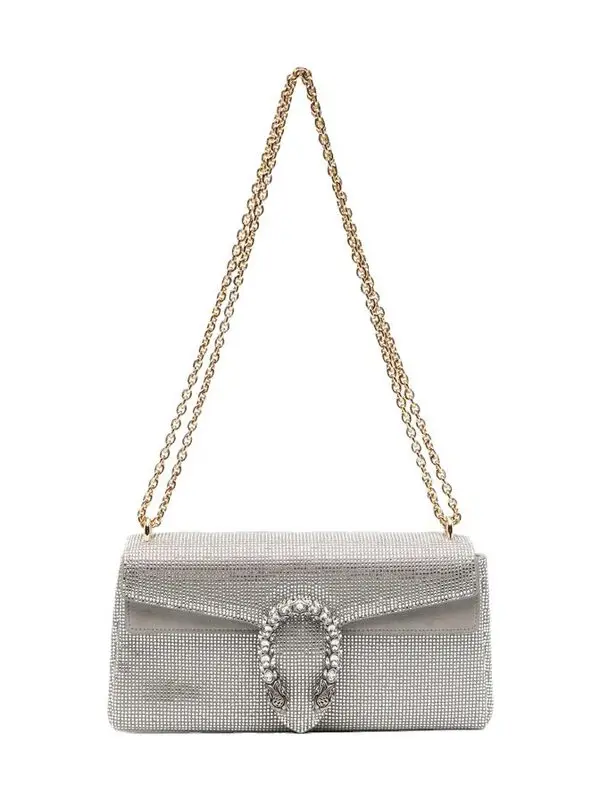 Gucci Dionysus Crystal Embellished Shoulder Bag - Silver