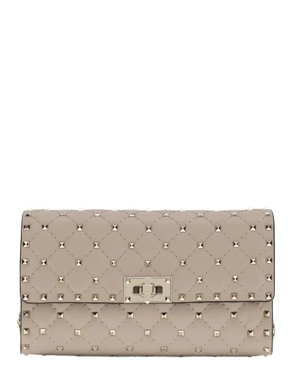 Valentino Garavani Rockstud Spike Quilted Nappa Shoulder Bag - Cream